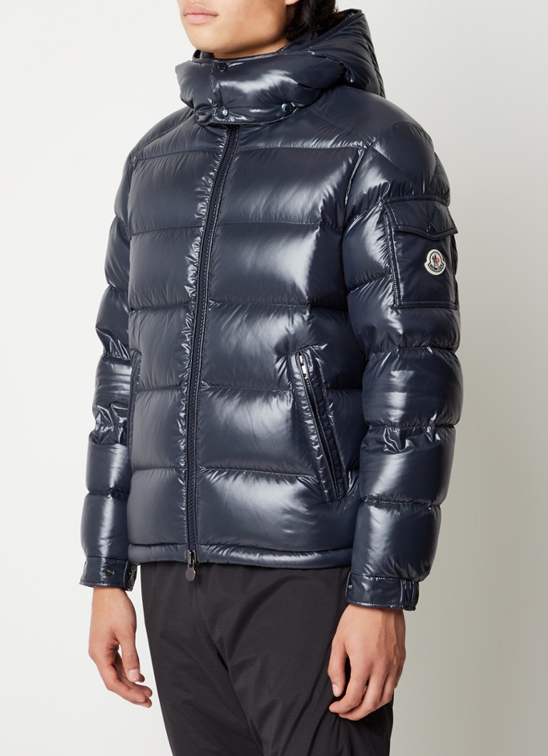 Moncler Maya puffer jack met donsvulling en afneembare capuchon • Blauw ...