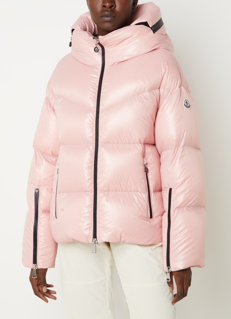 Moncler Puffer jack met donsvulling en logo • Roze • de Bijenkorf
