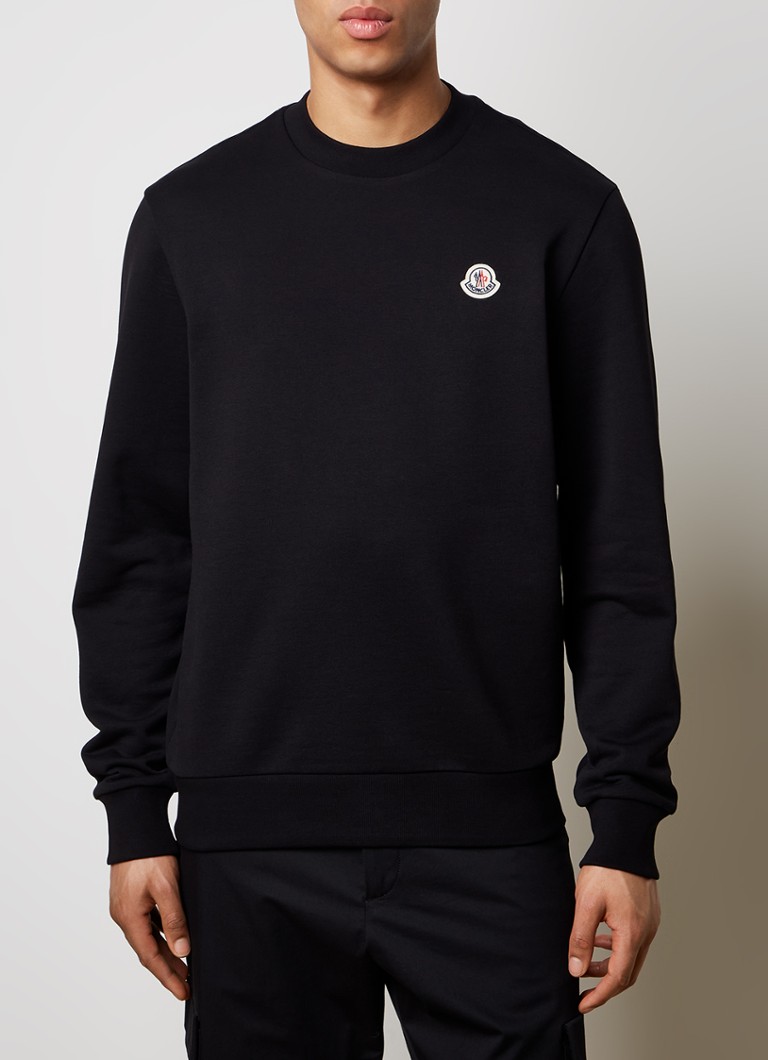 Moncler Sweater met logoborduring • Zwart • de Bijenkorf