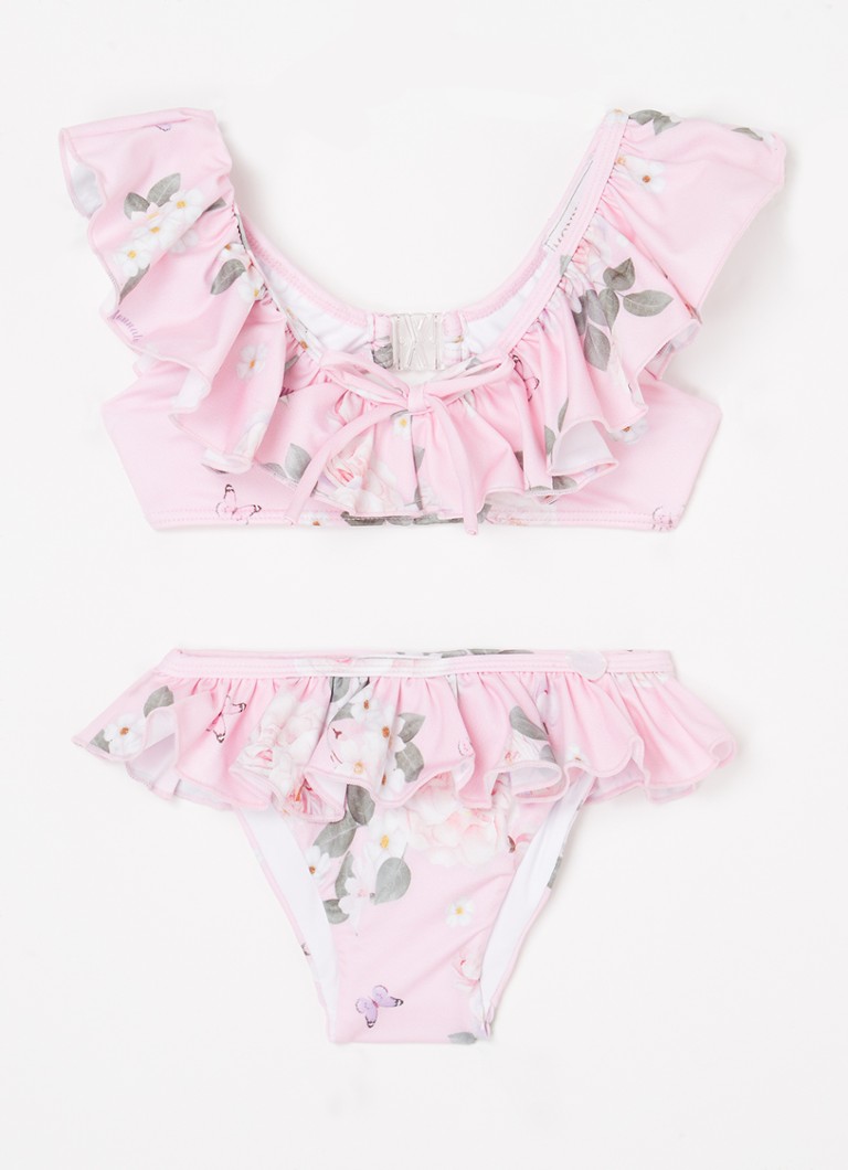 Monnalisa Bikini met bloemenprint en volant • Roze • de Bijenkorf