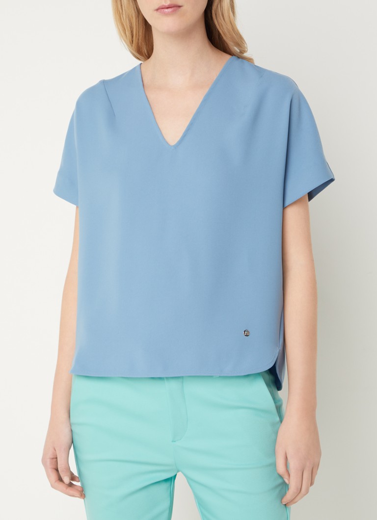 MOS MOSH MMAuri Leia top met V-hals • Blauw • de Bijenkorf