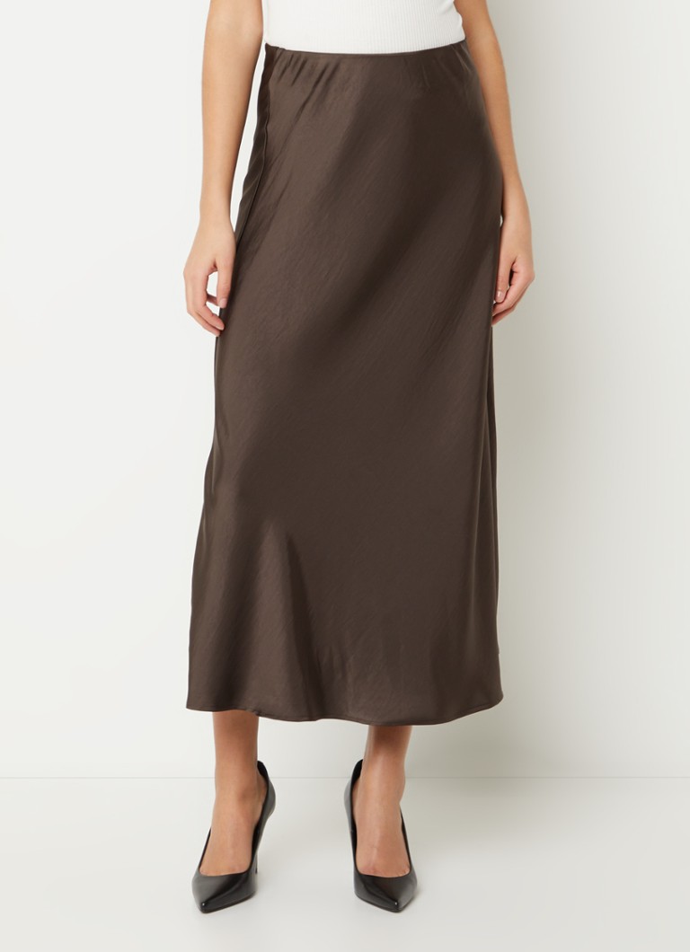 Neo Noir Bovary midi rok van satijn • Donkerbruin • de Bijenkorf