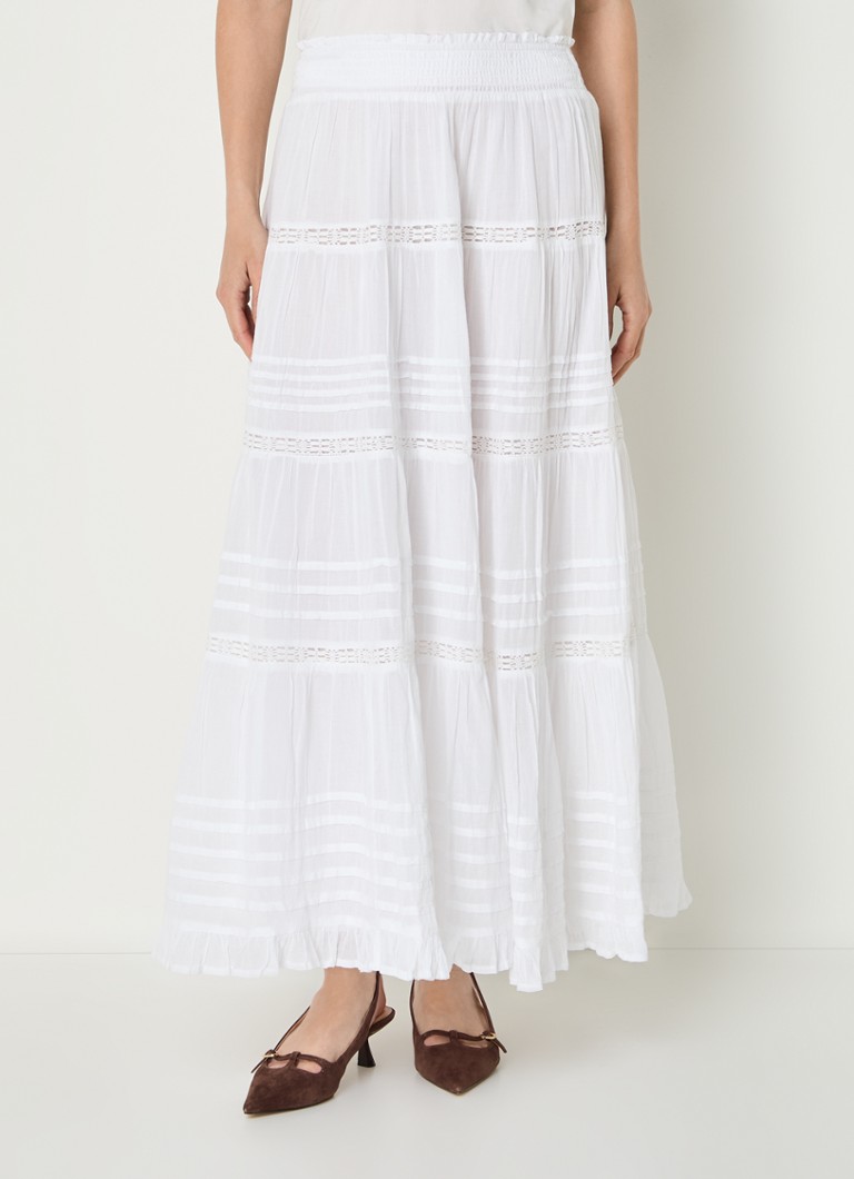 Neo Noir Felicia maxi rok met opengewerkt dessin • Wit • de Bijenkorf