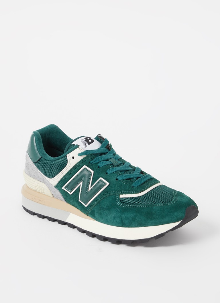 New Balance 574 sneaker van suède met mesh details • Donkergroen • de ...