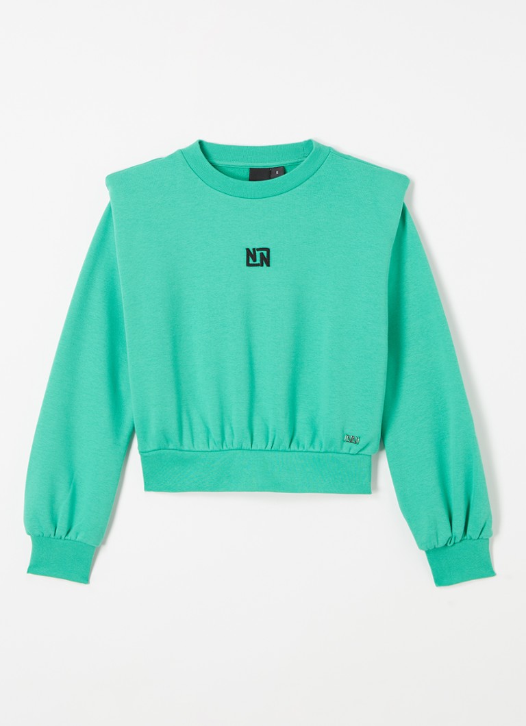 NIK&NIK Sweater met logoborduring en schoudervulling • Groen • de Bijenkorf
