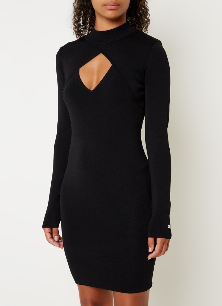 NIKKIE Tara fijngebreid mini jurk met cut-out detail • Zwart • de Bijenkorf