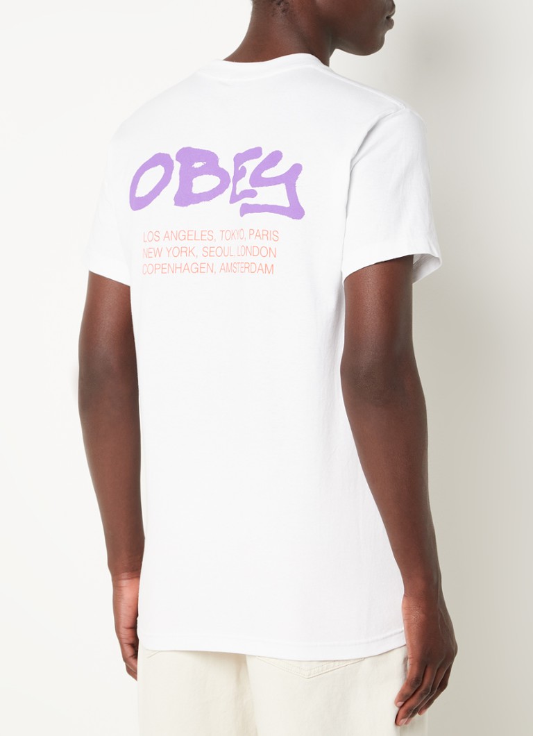 Obey Spray T-shirt met logo- en backprint • Wit • de Bijenkorf