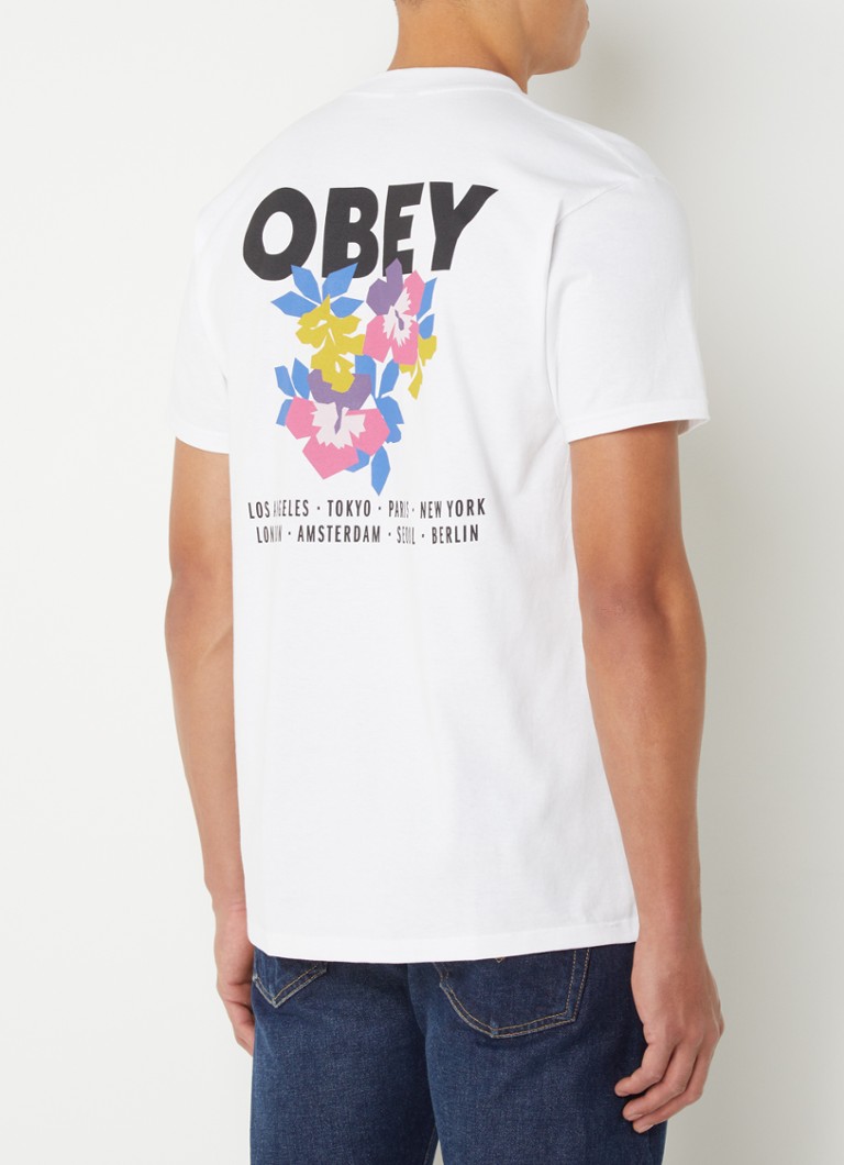 Obey T-shirt met logo- en backprint • Wit • de Bijenkorf