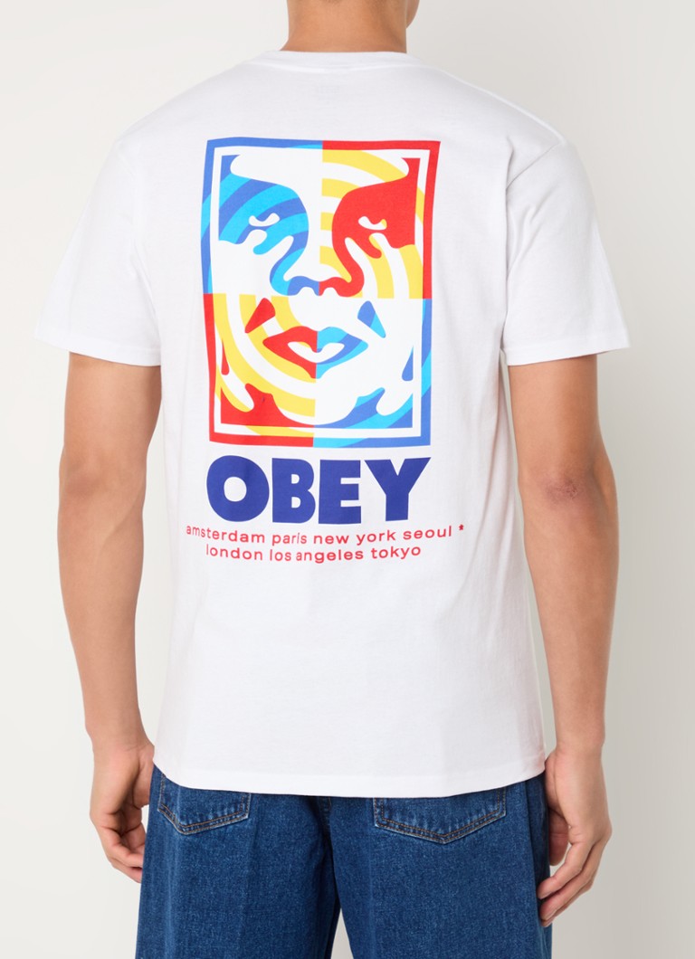 Obey Target Icon T-shirt met logo- en backprint • Wit • de Bijenkorf