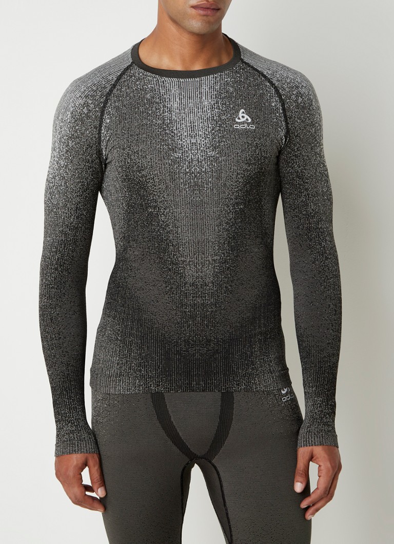 Odlo Blackcomb longsleeve met gemêleerd dessin en logo • Donkergrijs ...