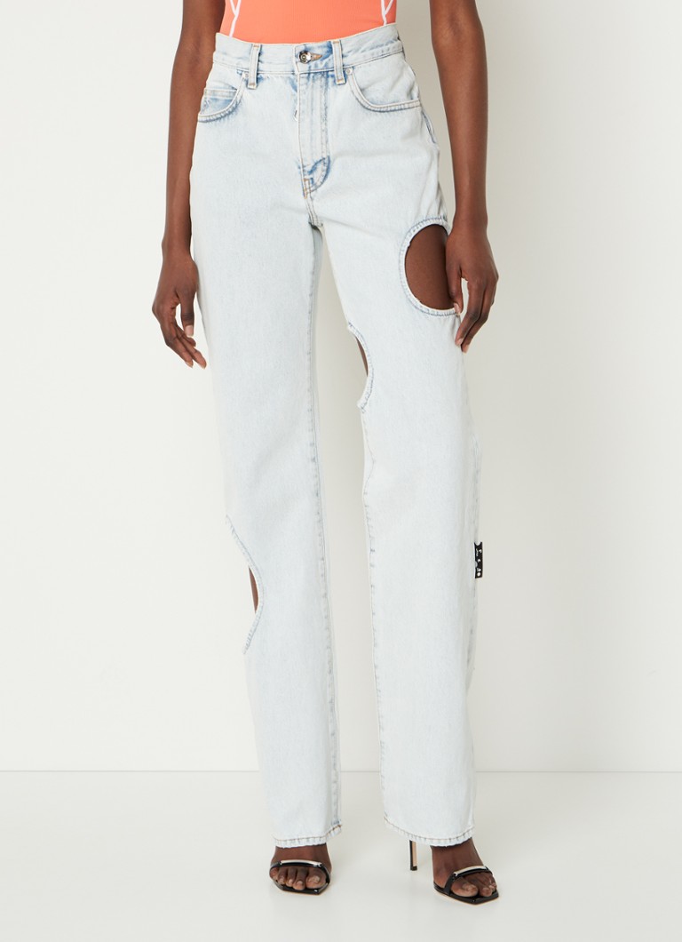 Off-White Meteor straight fit jeans met cut-out details • Indigo • de ...