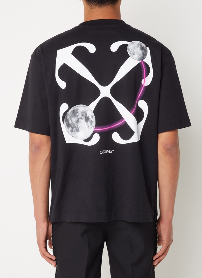 Off-White Moon T-shirt met logo- en backprint • Zwart • de Bijenkorf