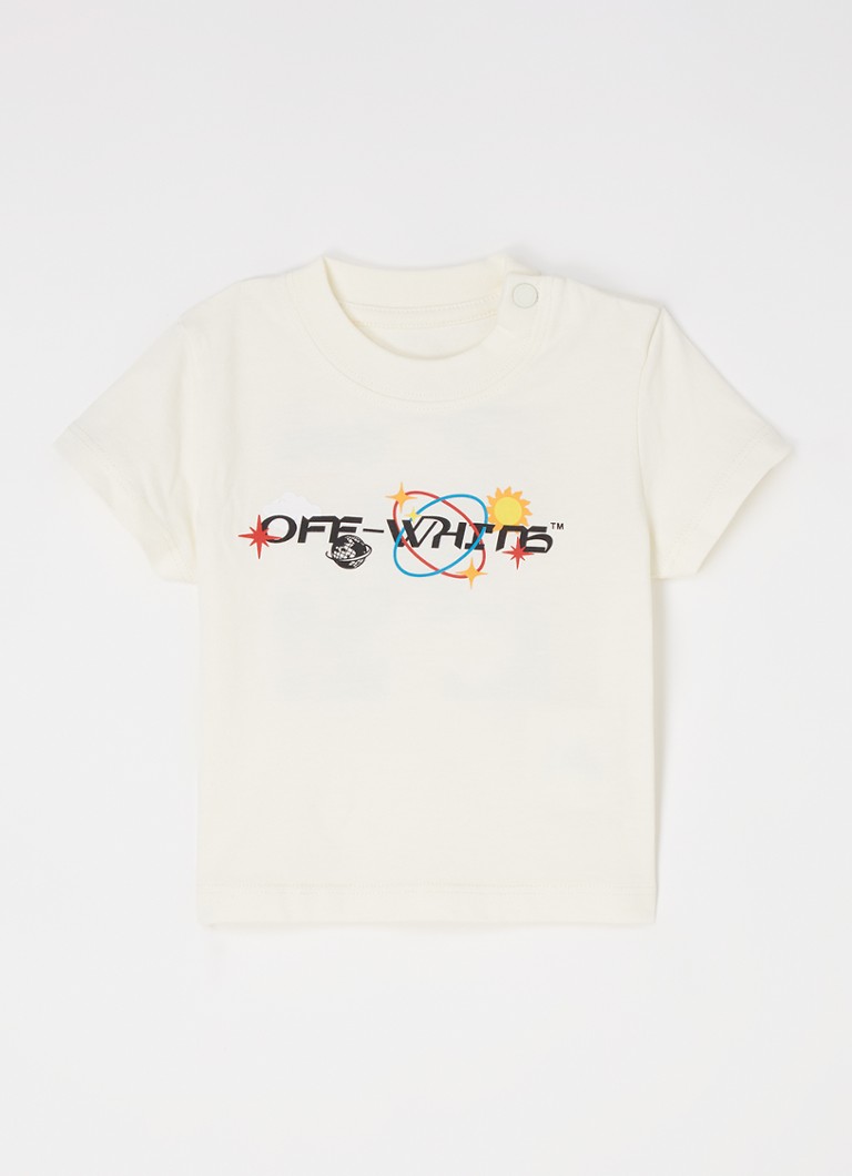 Off-White T-shirt met logo- en backprint • Vanillegeel • de Bijenkorf