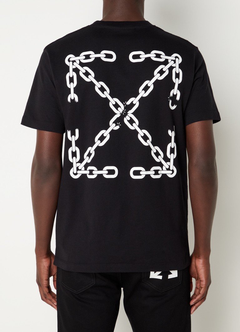 Off-White T-shirt met logo- en backprint • Zwart • de Bijenkorf