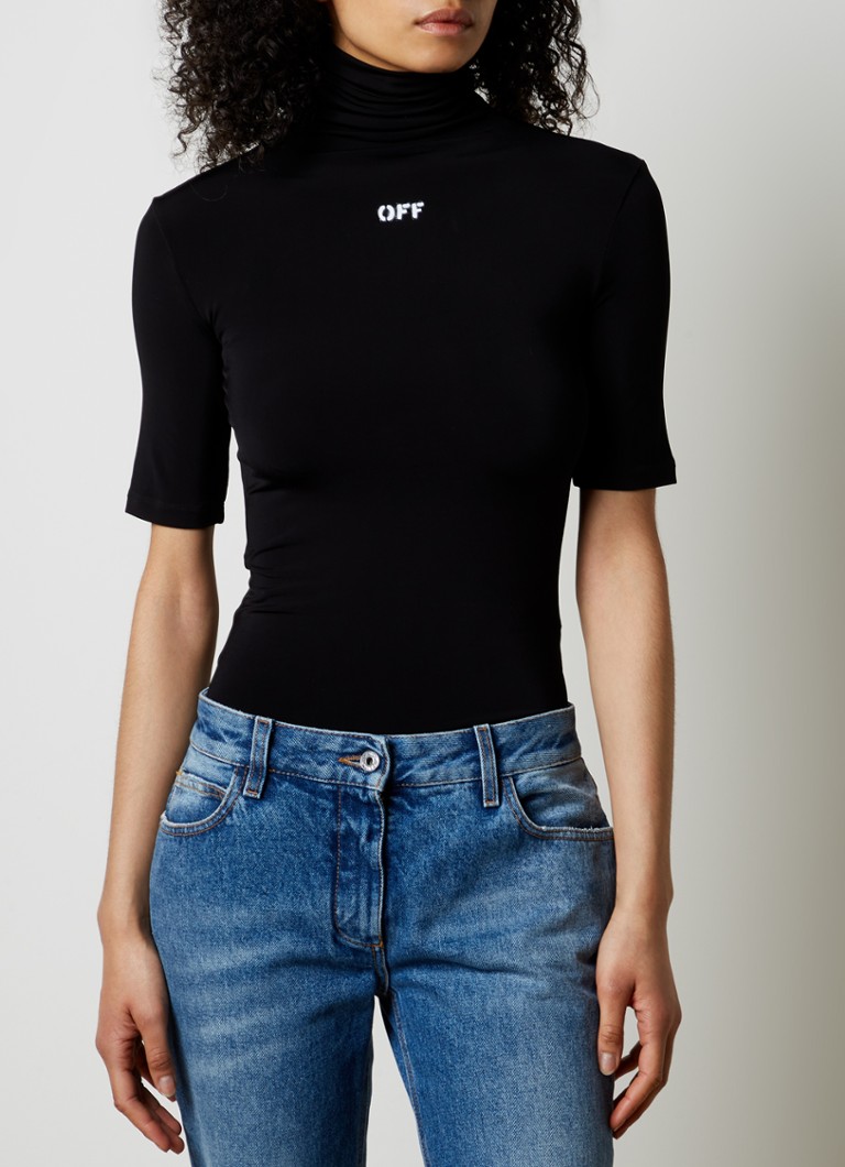 Off-White Top met col en logo • Diepzwart • de Bijenkorf