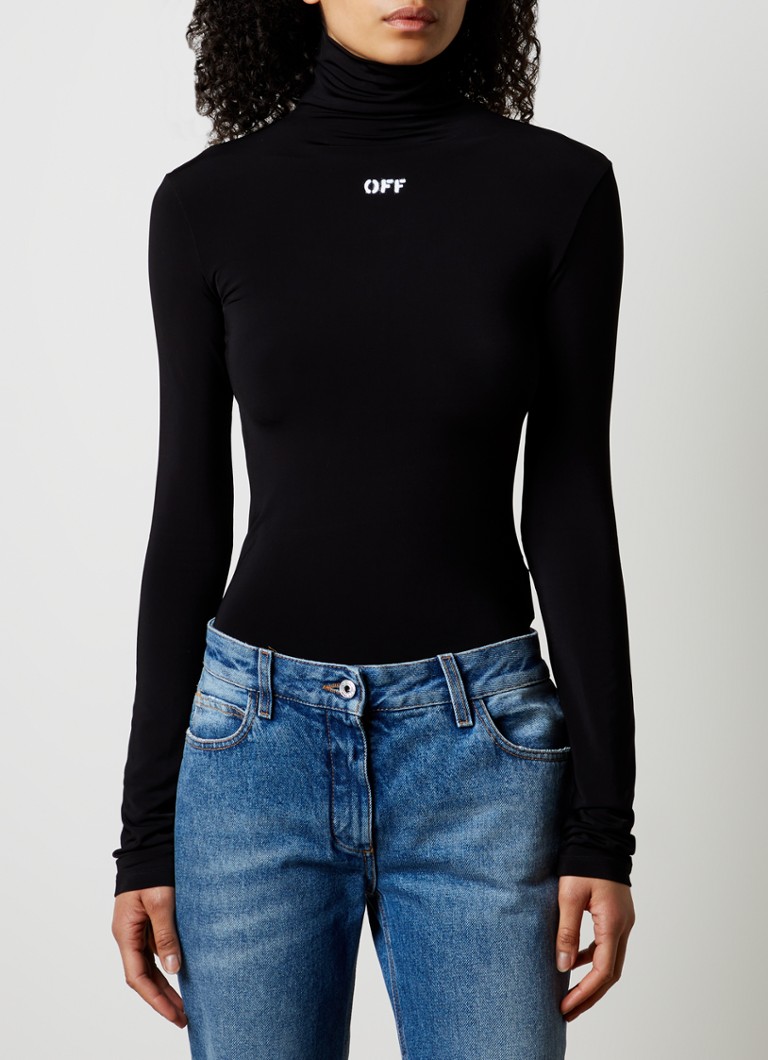 Off-White Top met col en logo • Zwart • de Bijenkorf