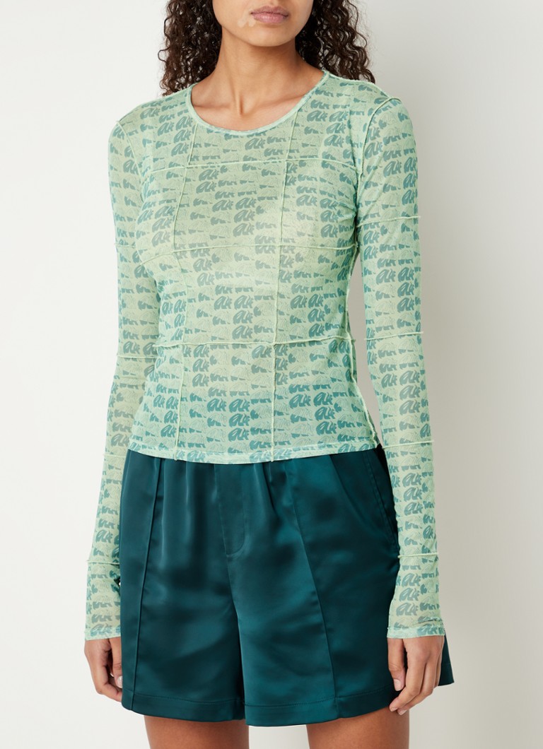 OLAF Crop top van mesh met logoprint • Lichtgroen • de Bijenkorf