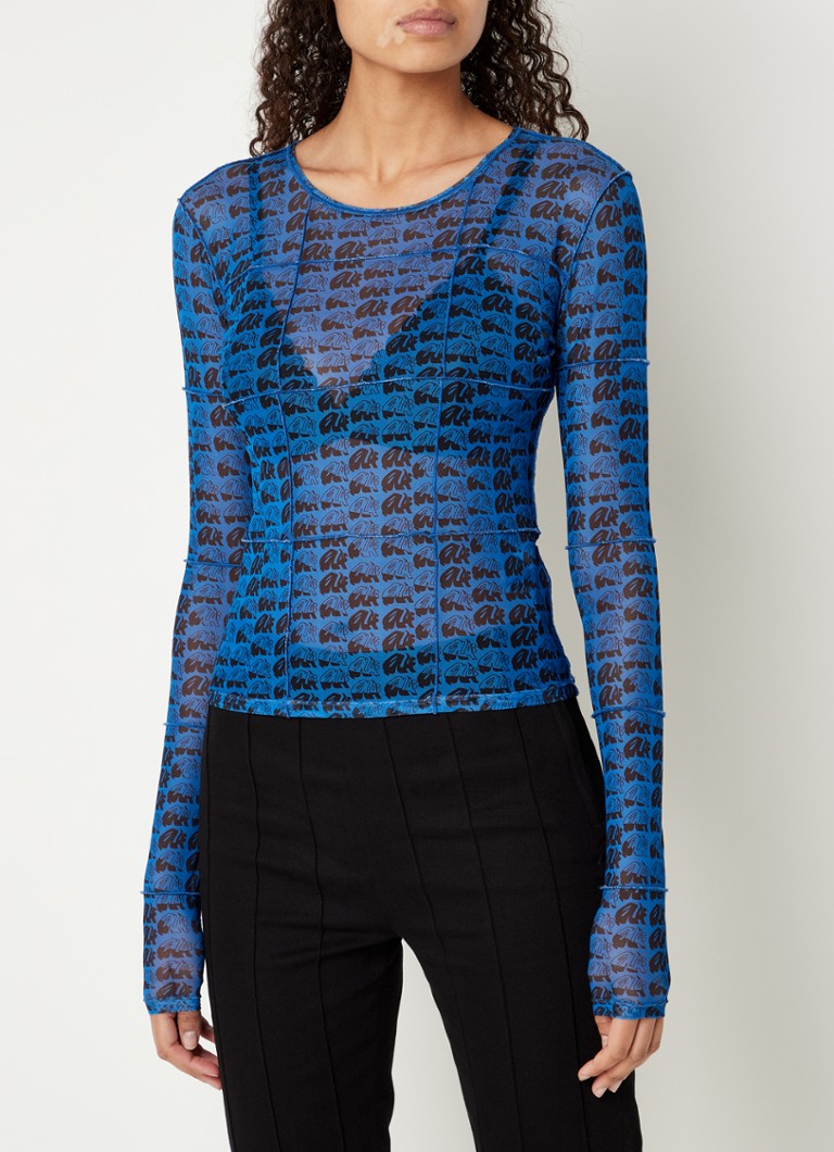 OLAF Crop top van mesh met logoprint • Blauw • de Bijenkorf