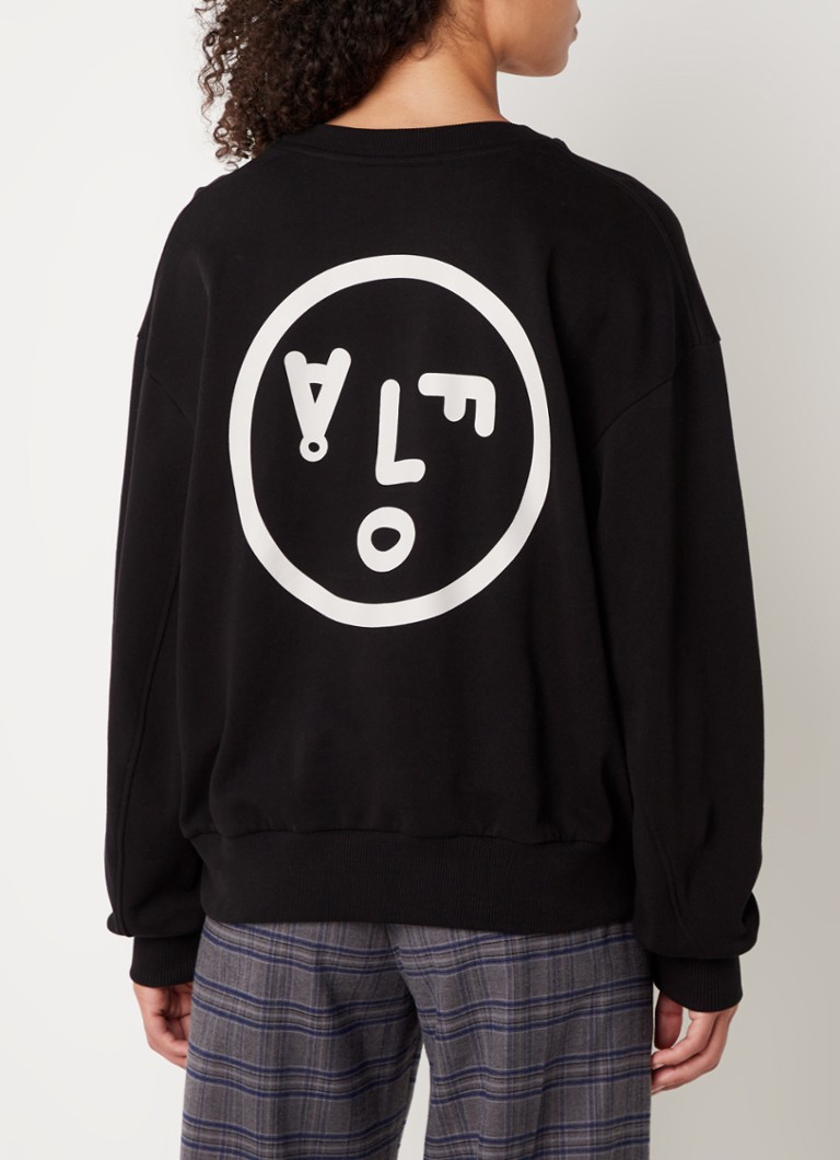 OLAF Face sweater met logo- en backprint • Zwart • de Bijenkorf