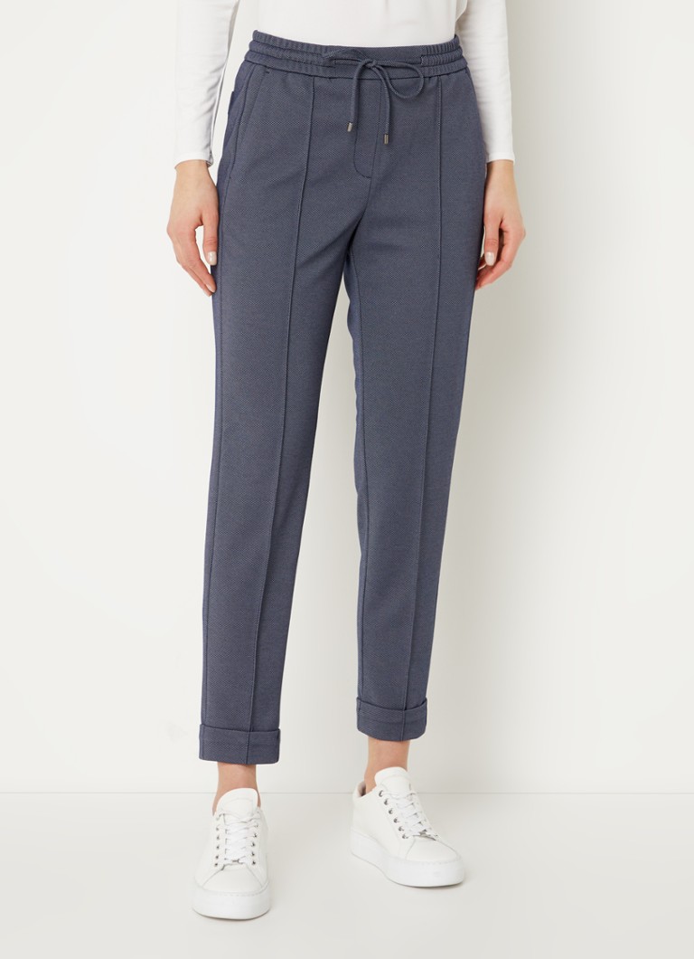 OPUS Melvy Cuff high waist tapered fit broek met steekzakken • Blauw ...