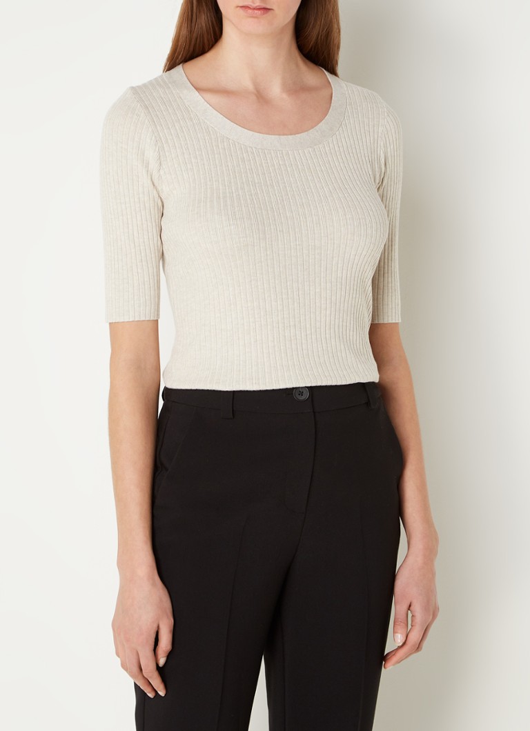 OPUS Pijana top met ribstructuur • Wit • de Bijenkorf