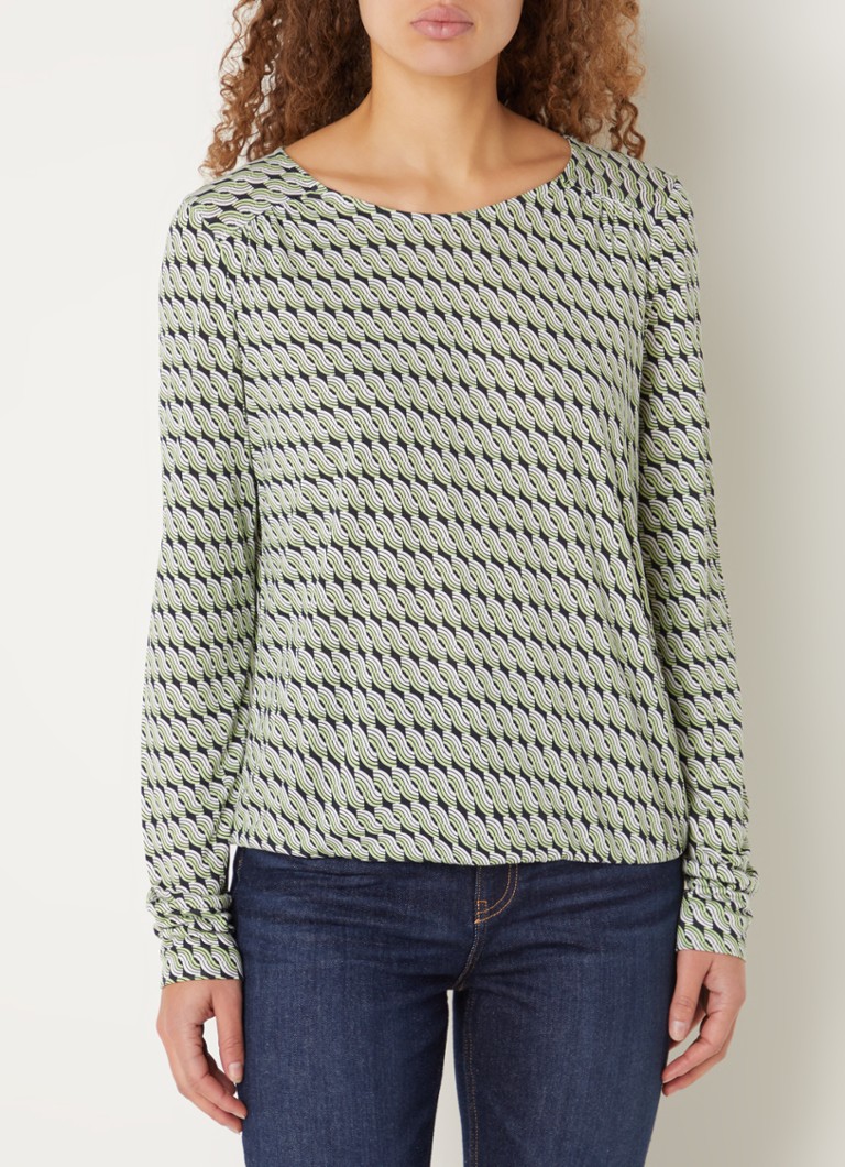 OPUS Sutha Wave top met grafische print • Lichtgroen • de Bijenkorf