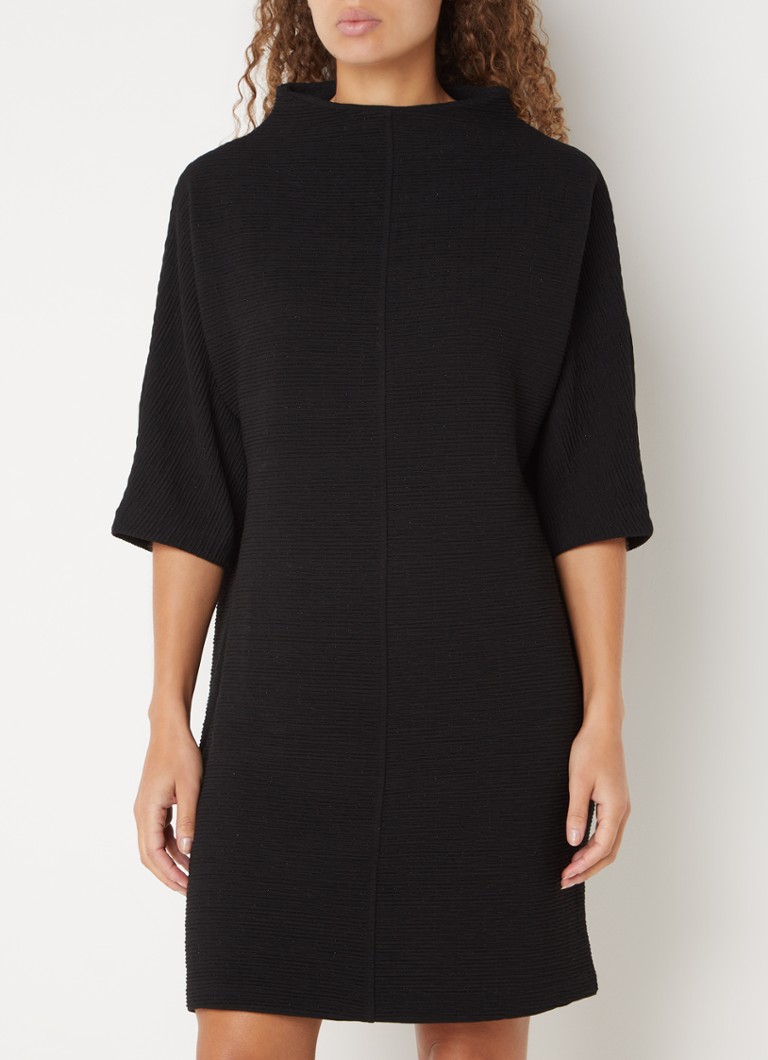 OPUS Weano mini jurk met ribstructuur en opstaande kraag • Zwart • de Bijenkorf