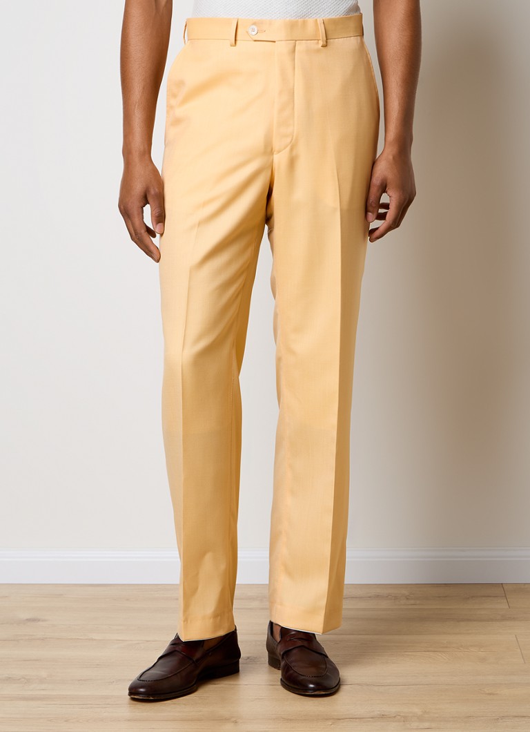 Oscar Jacobson Del S regular fit pantalon van wol met persplooi • Geel • de Bijenkorf