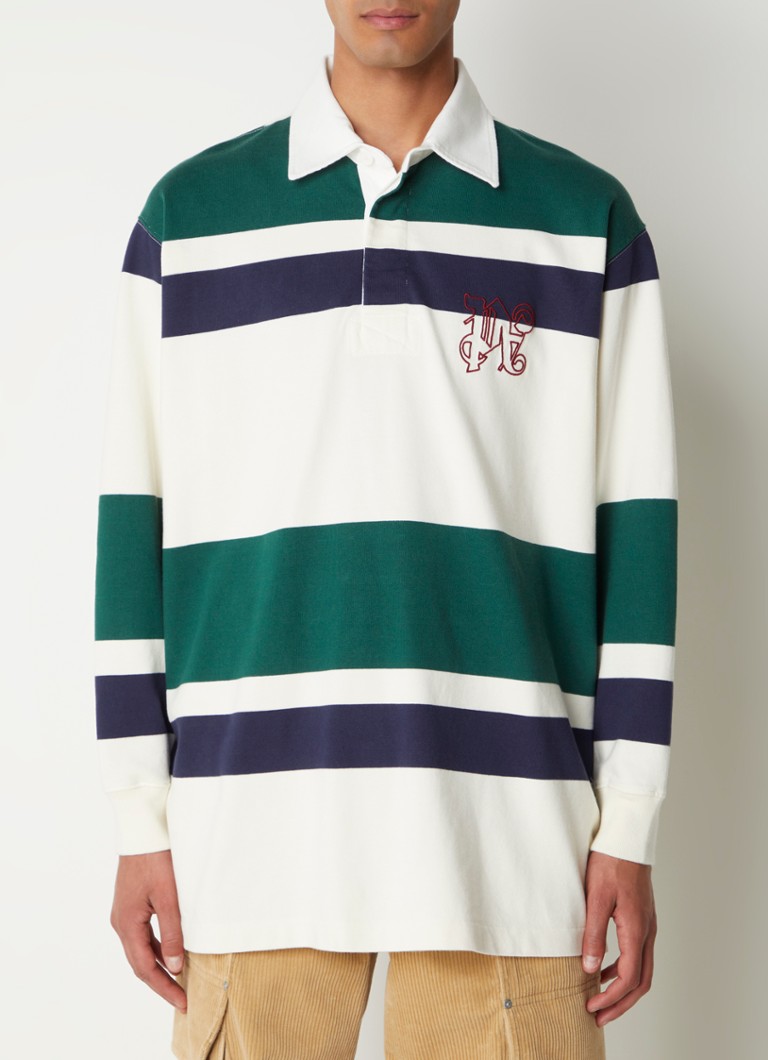 Palm Angels Oversized fit polo met streepprint en logoborduring • Groen ...