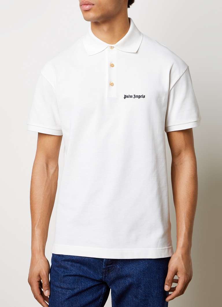 Palm Angels Regular fit polo met logoborduring • Wit • de Bijenkorf