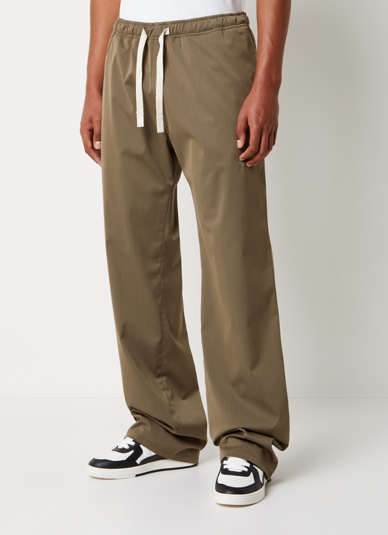 Palm Angels Straight fit pantalon in scheerwolblend • Donkergroen • de ...