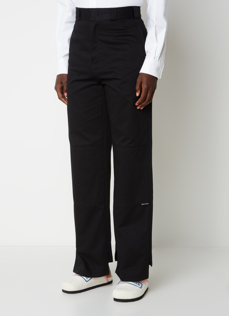 Palm Angels Straight fit pantalon met logo en steekzakken • Zwart • de ...