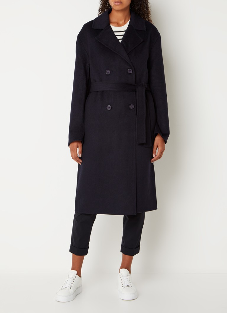 Penn & Ink Double-breasted mantel in wolblend • Donkerblauw • de Bijenkorf