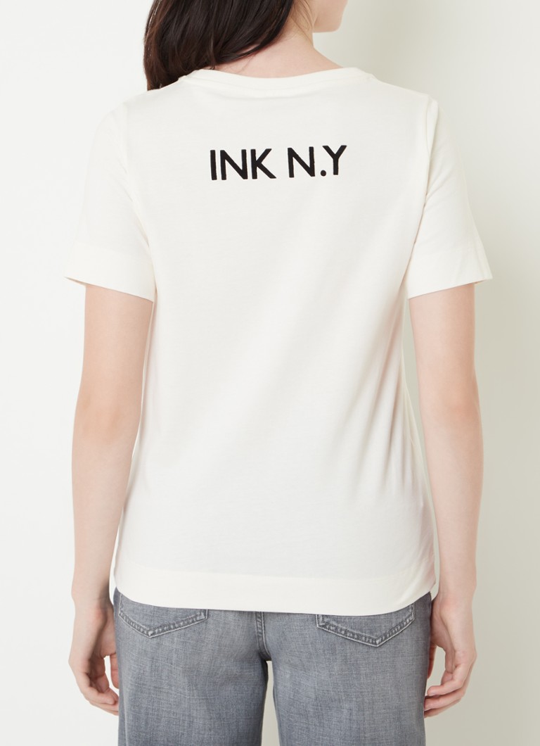 Penn & Ink T-shirt met logo- en backprint • Creme • de Bijenkorf