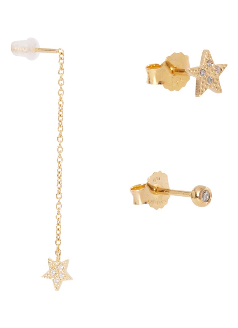 Pernille Corydon Sparkling Star Box oorbellen verguld set van 3 • Goud ...