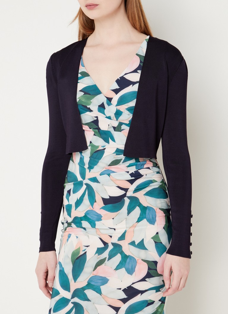 Phase Eight Adah fijngebreide bolero met sierknopen • Donkerblauw • de ...
