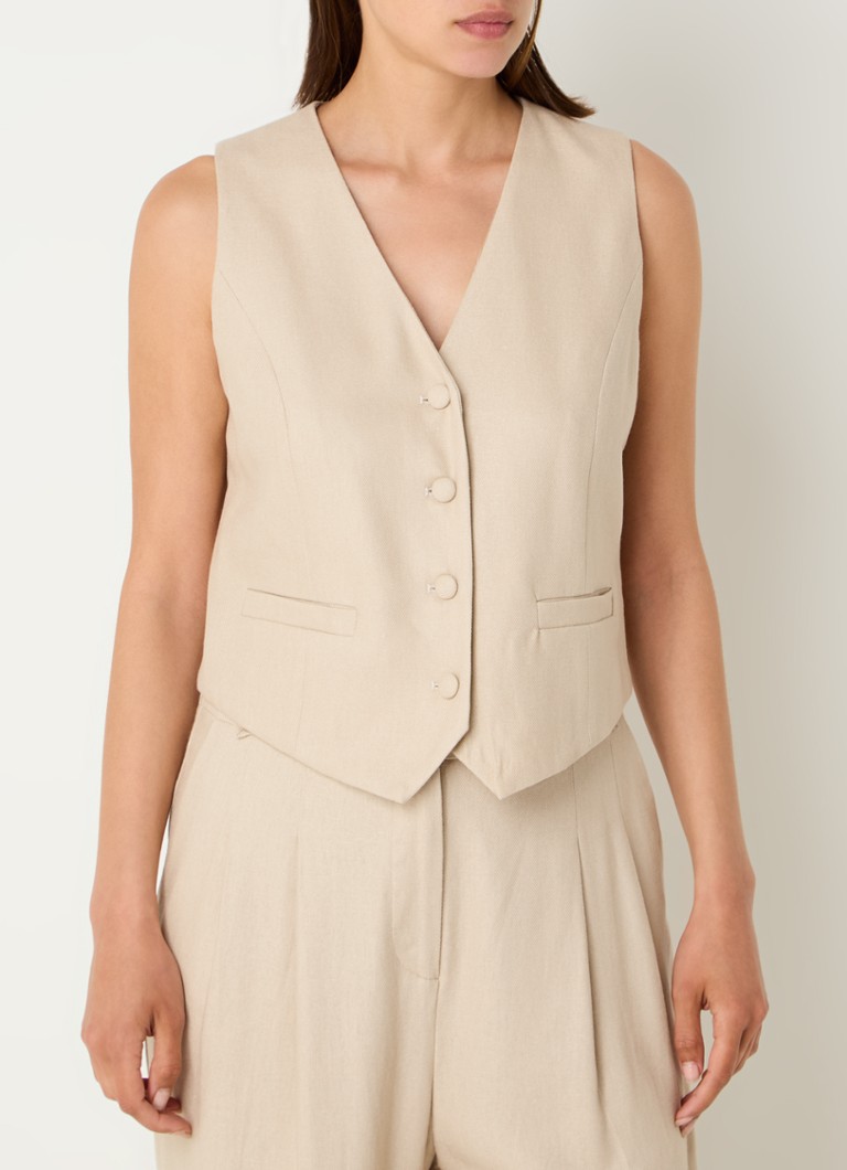 Phase Eight Addison gilet in linnenblend • Zand • de Bijenkorf