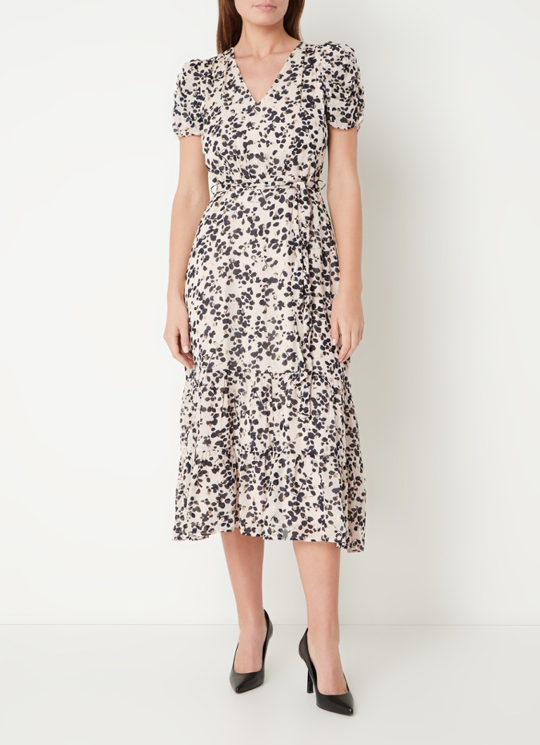 Phase Eight Amy midi jurk met print en strikceintuur • Creme • de Bijenkorf