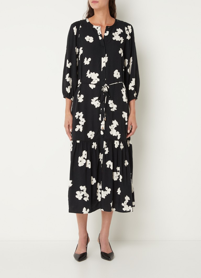 Phase Eight Ava midi blousejurk met strikceintuur en bloemenprint ...