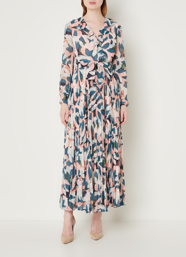 Phase Eight Averie maxi jurk met plissé en strikceintuur • Petrol • de ...