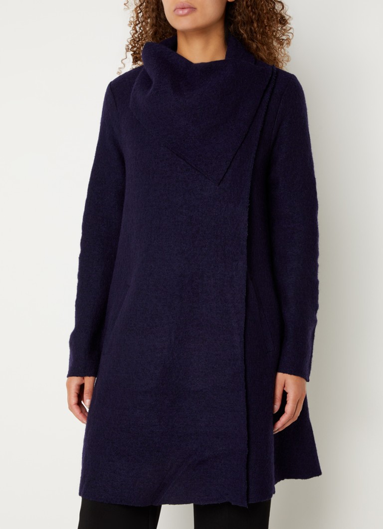 Phase Eight Bellona mantel in wolblend met steekzakken • Donkerblauw ...
