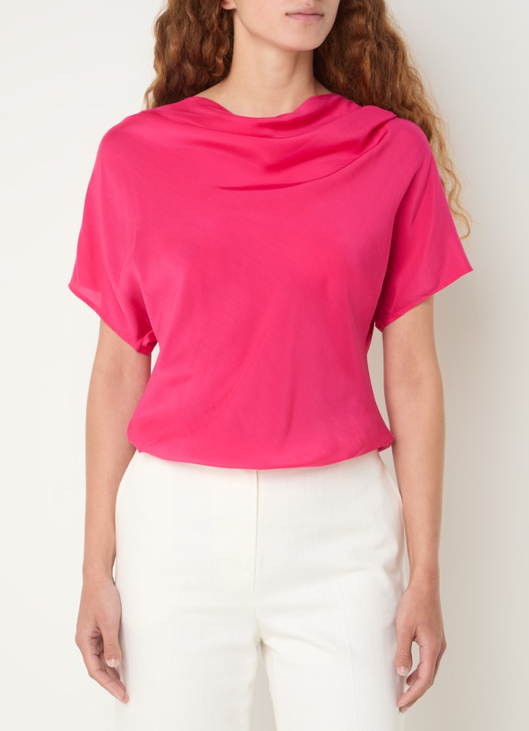 Phase Eight Cheryl T-shirt met watervalhals • Donkerroze • de Bijenkorf