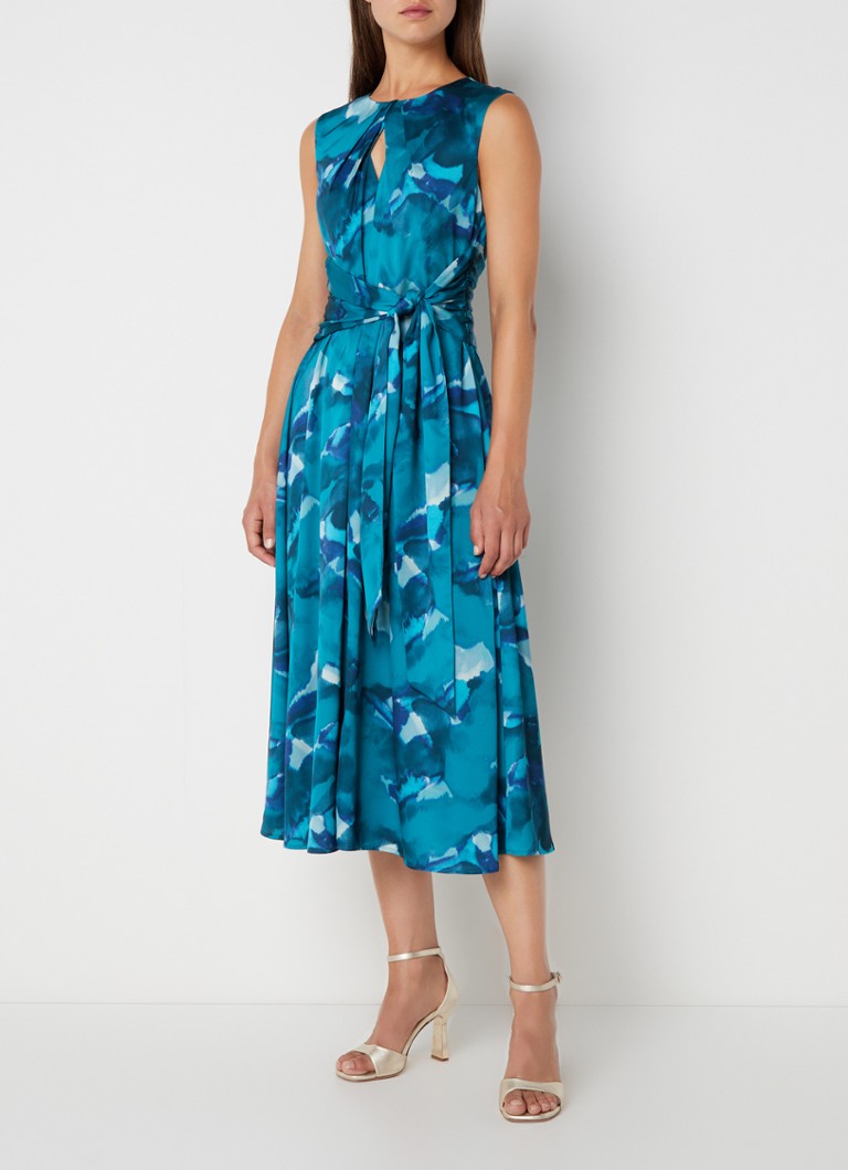 Phase Eight Corrin midi jurk met geknoopt detail en split • Zeegroen ...