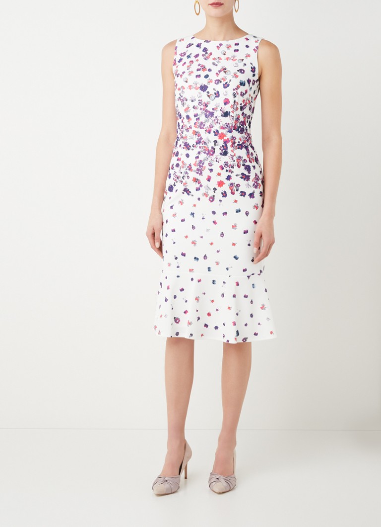 Phase Eight Dahlia midi A-lijn jurk met bloemenprint • Gebroken wit ...