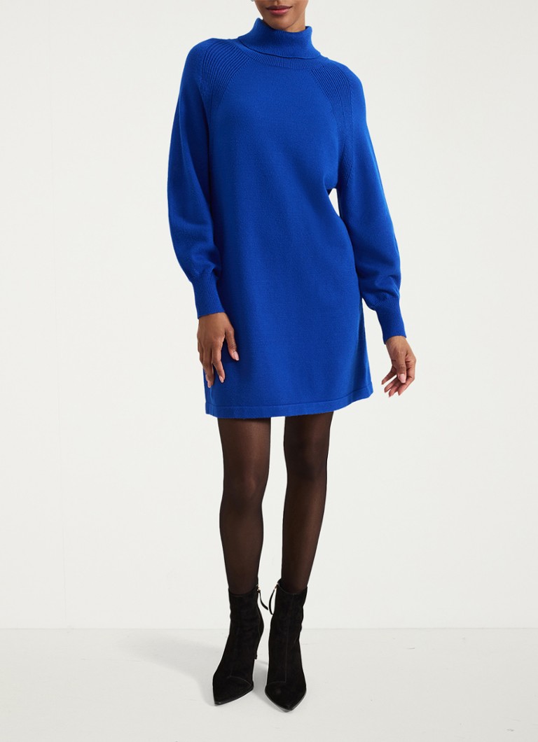 Phase Eight Ellie mini fijngebreide jurk met col • Kobaltblauw • de ...