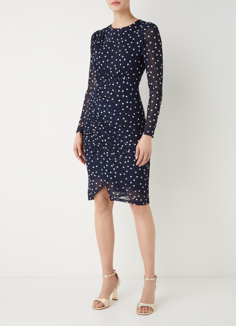 Phase Eight Emilia Mini Kokerjurk Met Stippenprint En Plooidetail