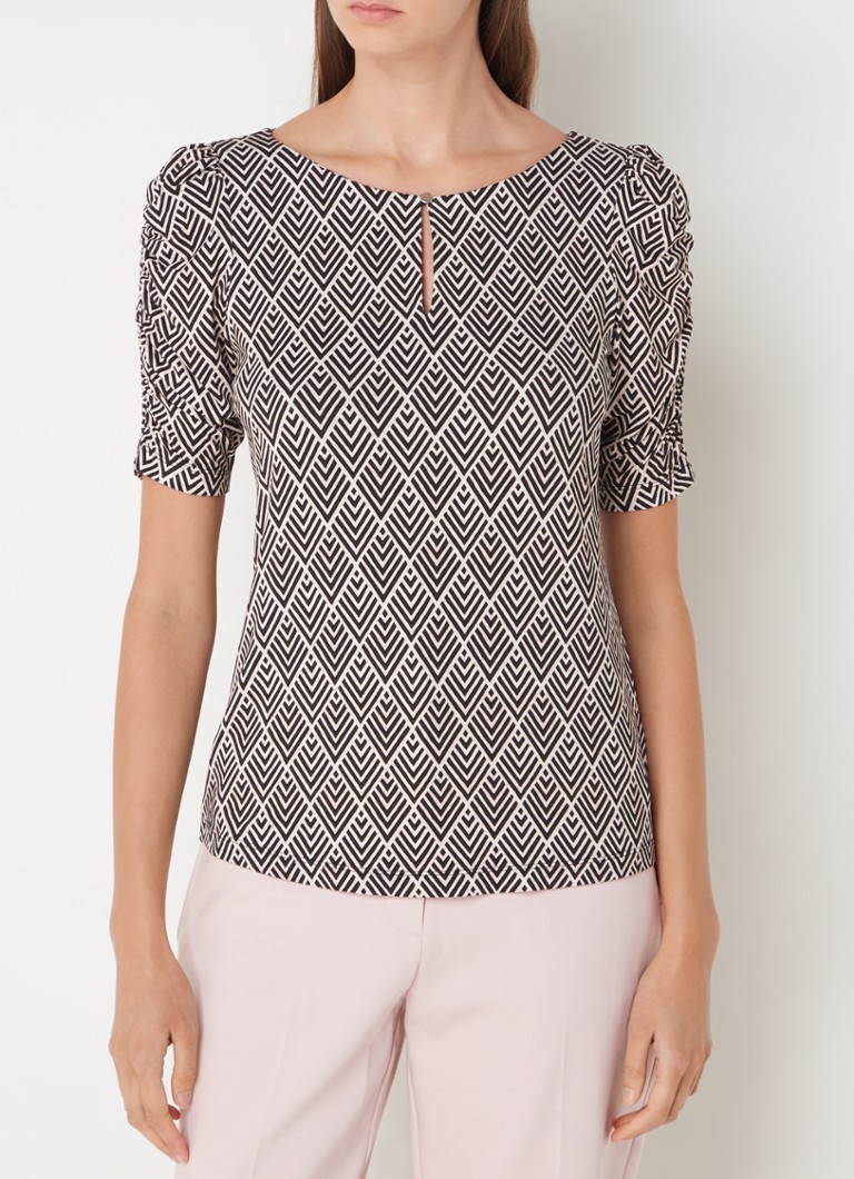 Phase Eight Evelyn top met keyhole en grafische print • Zwart • de ...