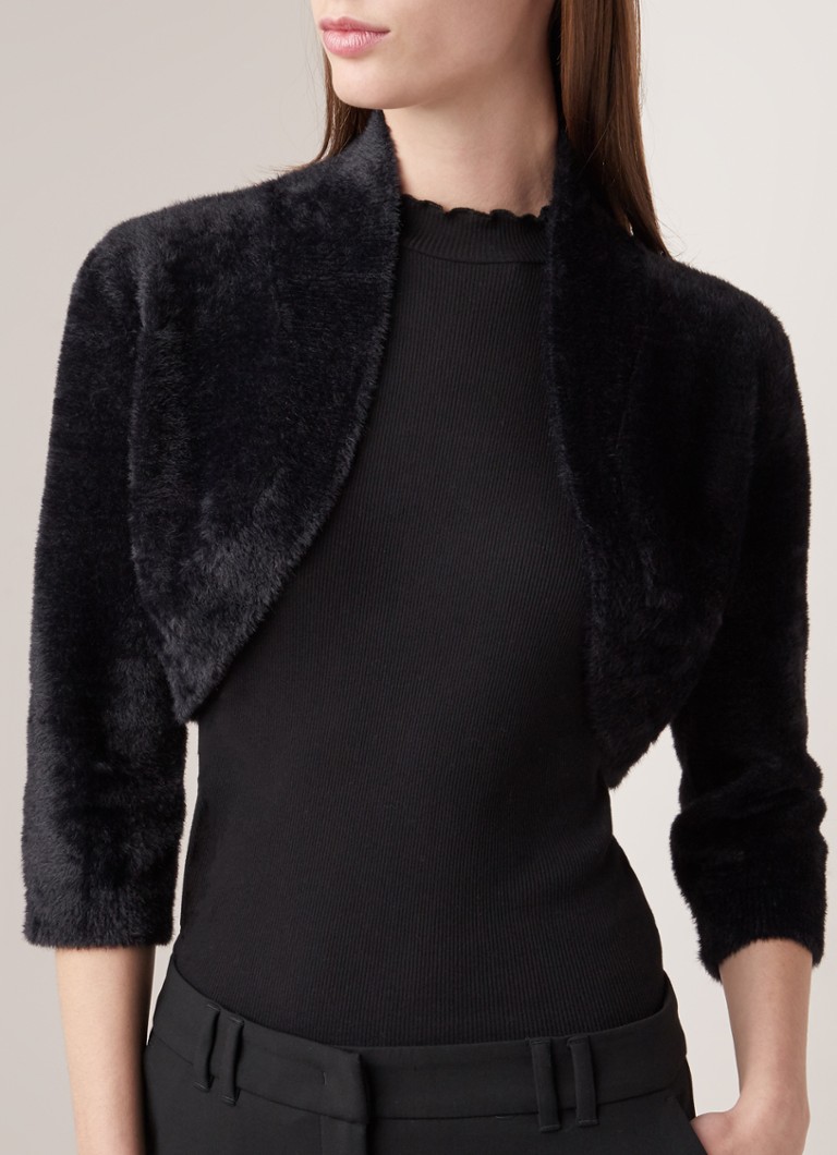 Phase Eight Fay Fluffy openvallende bolero • Zwart • de Bijenkorf