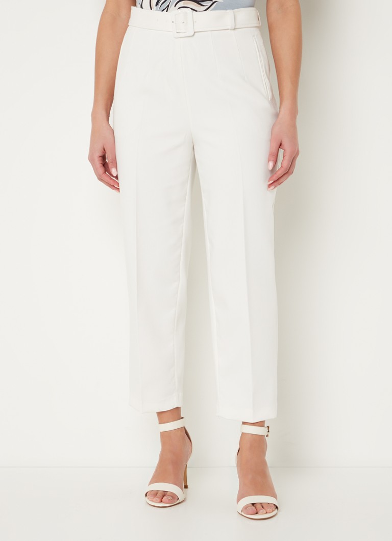 Phase Eight Gaia high waist straight fit cropped pantalon met steekzakken • Gebroken wit • de ...