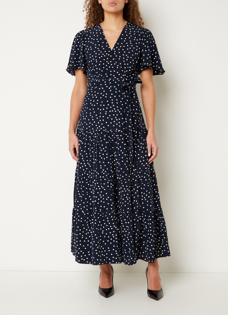 Phase Eight Jenna maxi wikkeljurk met stippenprint • Donkerblauw • de ...